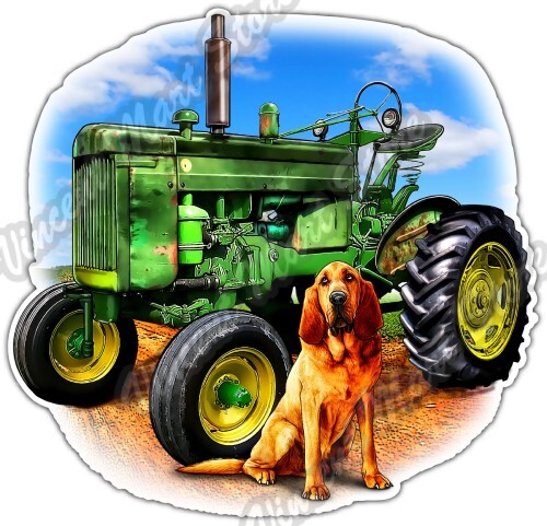 Tractor Dog Hound Farm Farmer Agriculture Car Bumper Vinyl Sticker ...
