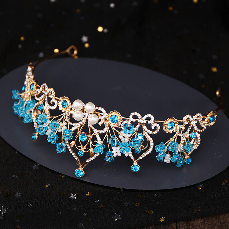 72 Styles Blue Crystal Queen Princess Tiara Crown Wedding Princess For ...