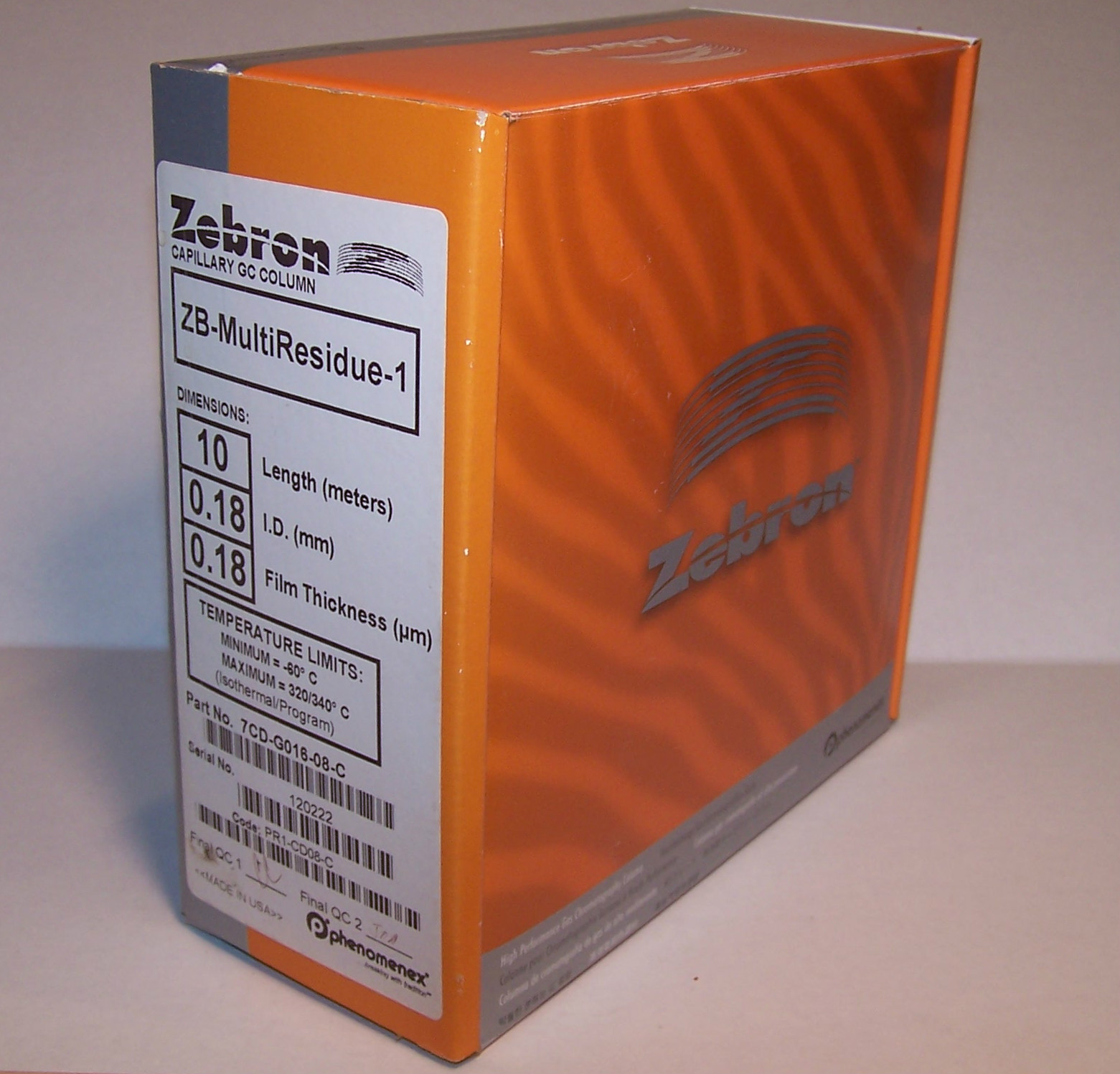 ZEBRON ZB-MultiResidue-1 • Part 7CD-G016-08-C • Capillary GC Column ...