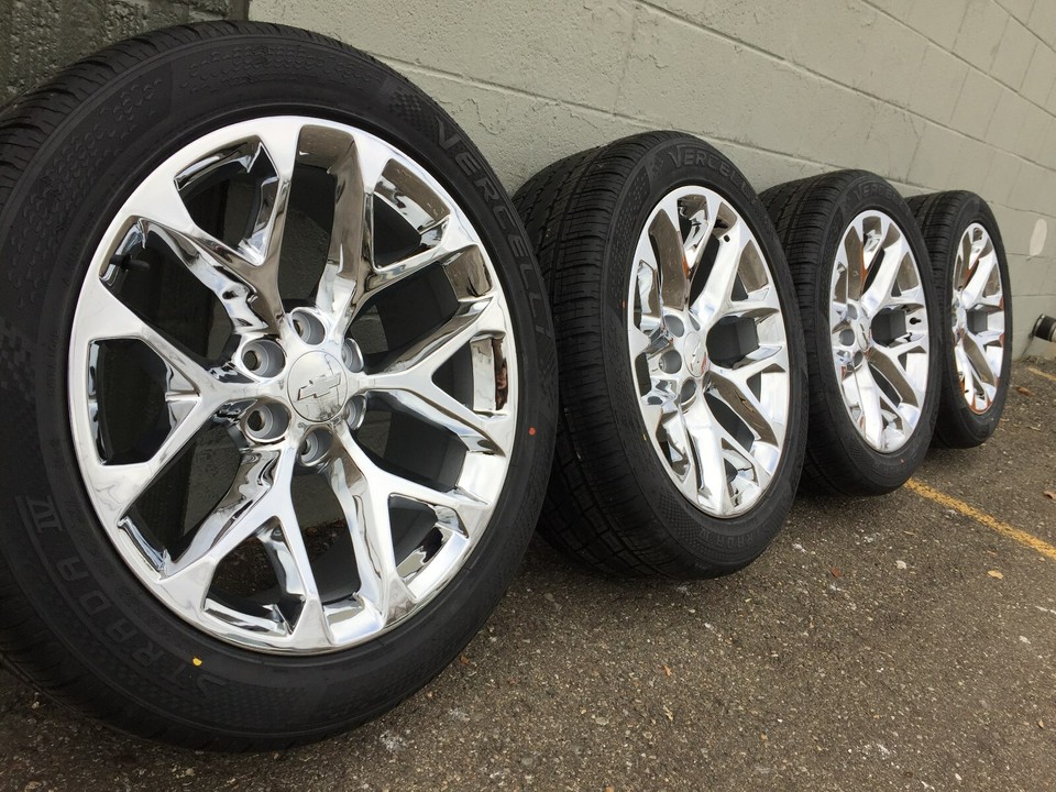 4 22" CHEVY GMC CADILLAC CHROME SNOWFLAKES WHEELS RIMS TIRES TAHOE ...