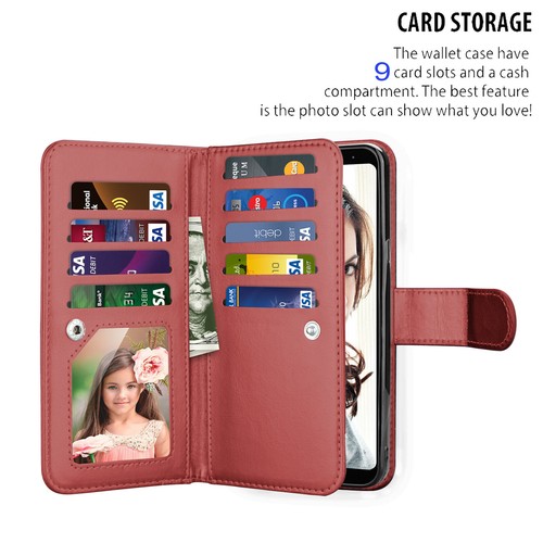 Luxury Leather Wallet Case Flip Holder Card Stand Protective Phone ...