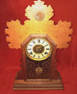 Vintage Ingraham Mantle Clock Working With Key 21 3/4"x 14 3/4" X 4 3/4 ...