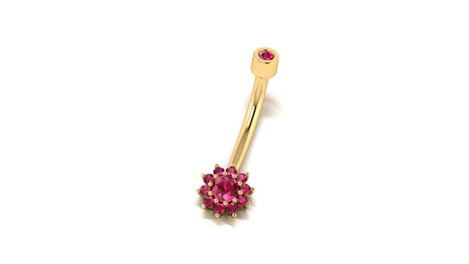 Ruby navel piercing, Ruby belly button ring, belly rook belly eyebrow ...