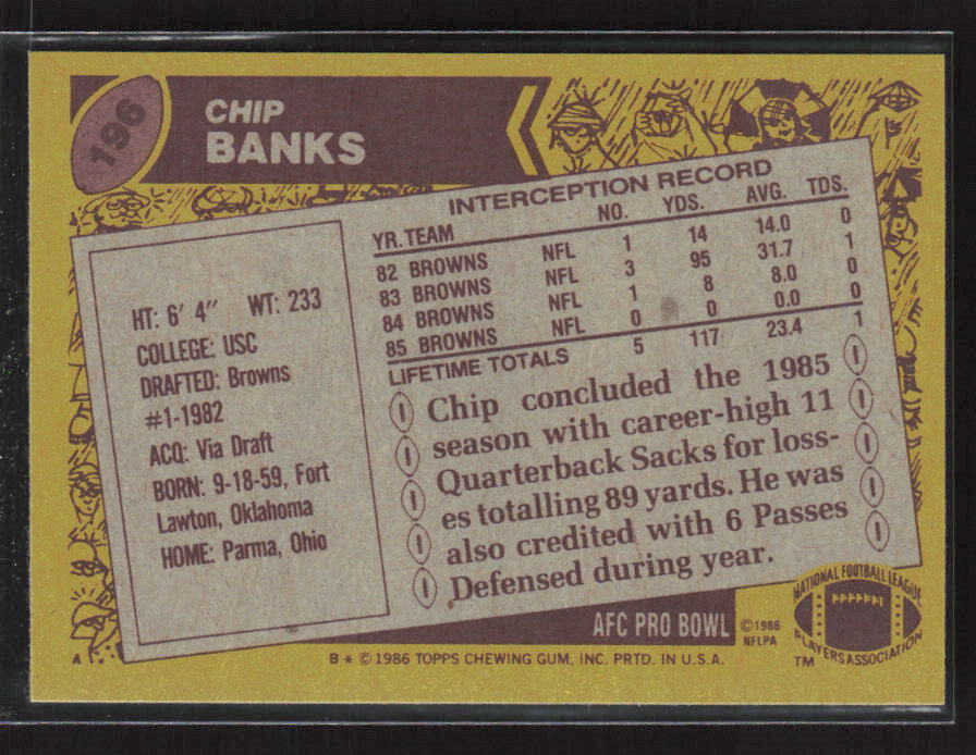 1986 Topps #196 Chip Banks Nm/M | eBay