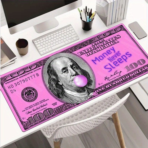 40*90cm Pink Dollar Bill Design Rubber Desk Mat & Gaming Mouse Pad with ...