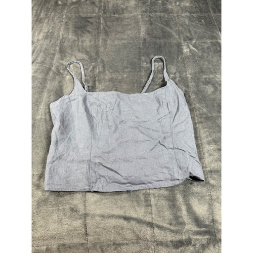 Abercrombie & Fitch Womens Blue Linen Blend Cami Tank Top Medium ...