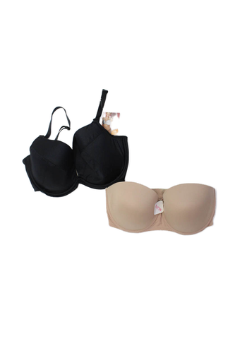 Panache Womens Cotton Lined Wired Clasp Super Bra Set Black Nude Size ...