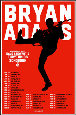 BRYAN ADAMS | EURYTHMICS Winter Tour 2024 Ltd Ed New RARE Poster! Arena ...