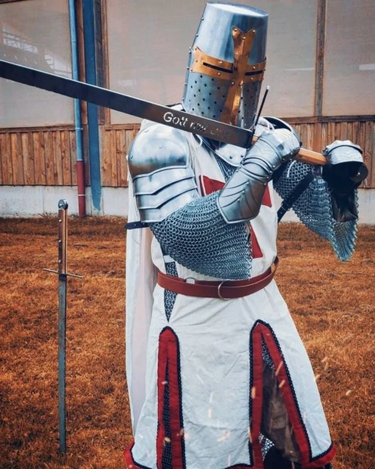 Medieval knight suit Crusader Armor LARP Reenactment Cosplay Costume | eBay