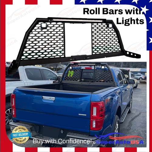 For Ford Ranger Truck Roll Bars w/ LED Lighting Kit Adjustable Headache ...