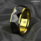 8mm Black Rhombus Tungsten Ring Plated Metal Wedding Band ATOP Men ...