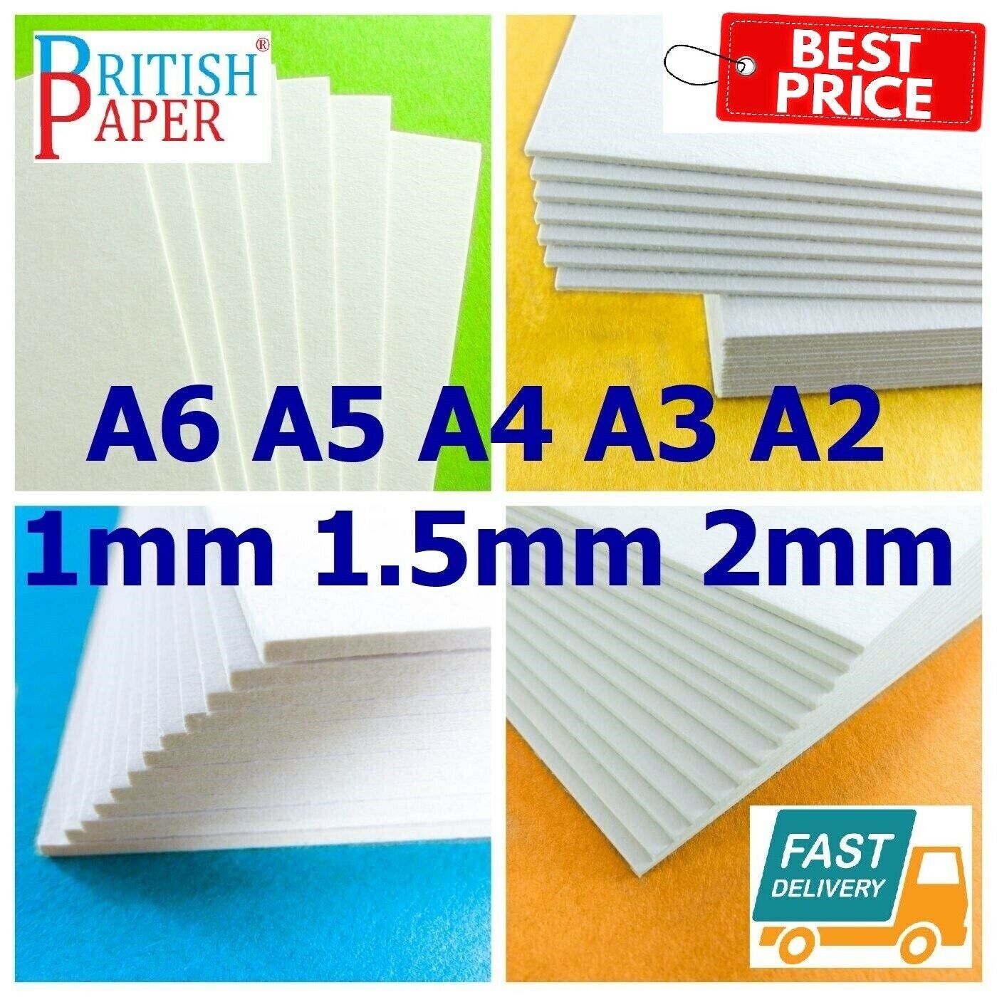 A6 A5 A4 A3 A2 WHITE BACKING BOARD CRAFT CARD THICK PAPER GREYBOARD ...