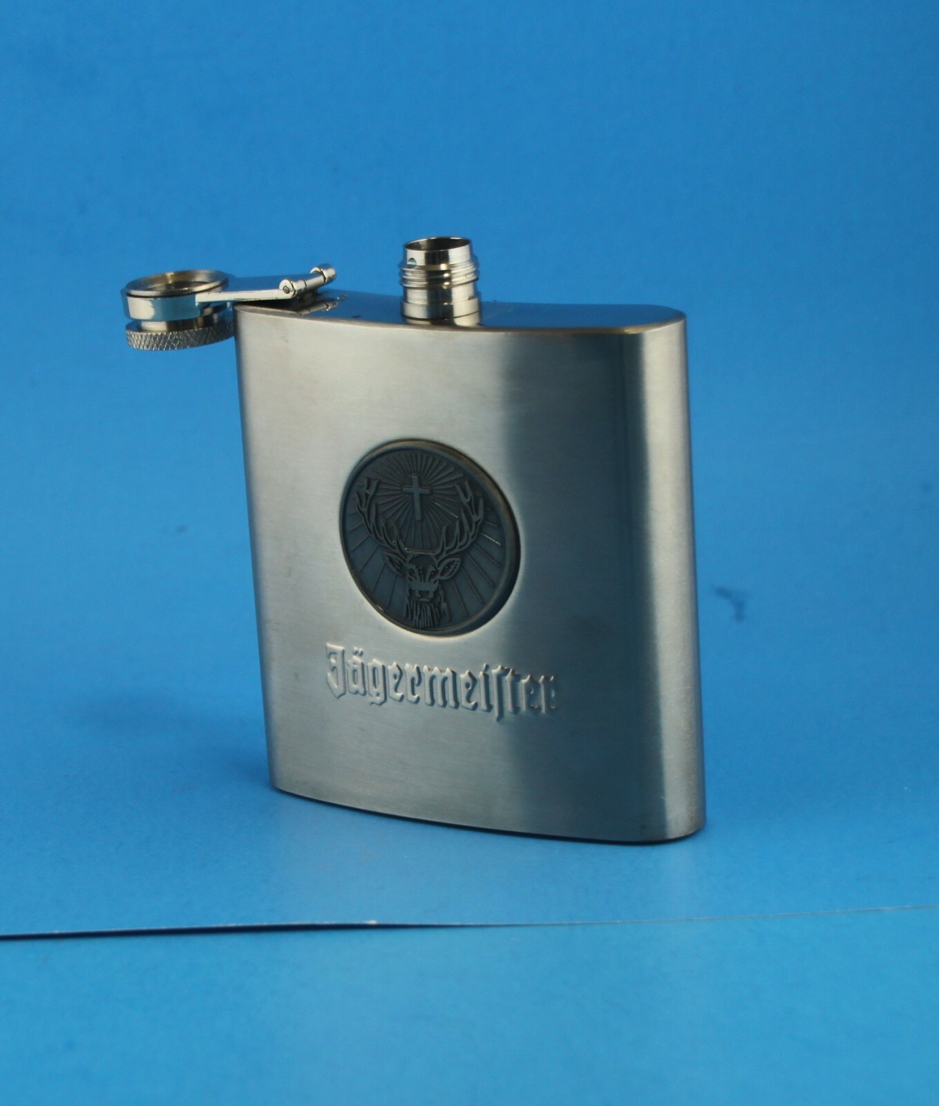 Jagermeister 6 Oz Stainless Steel Flask #701678 Raised Cross & Buck ...