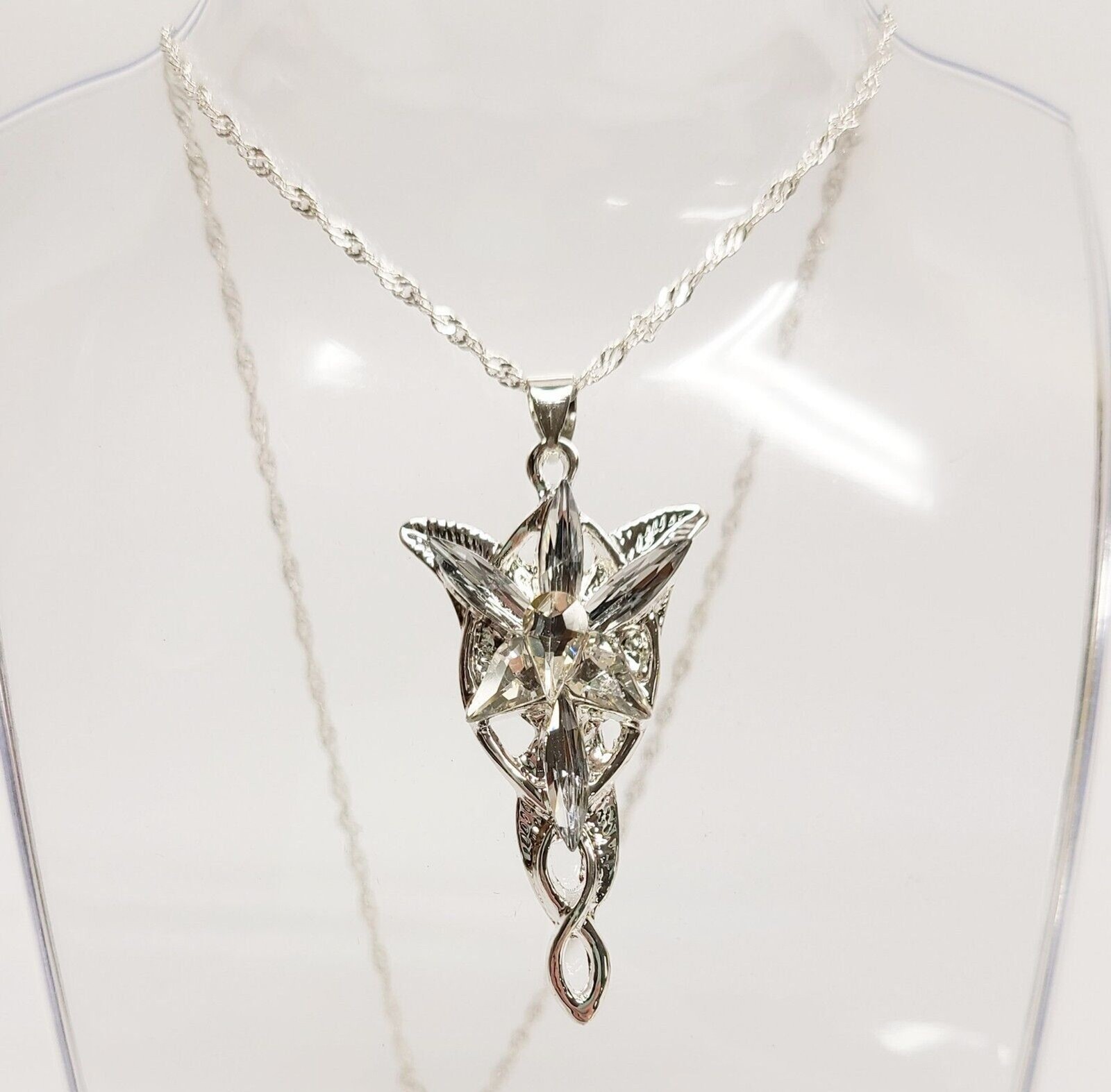 Arwen Evenstar Silver Crystal Pendant Necklace Elven Lord of the Rings ...