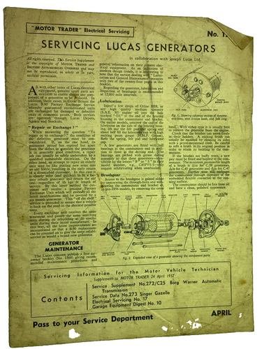 motor trader lucas generator servicing No17 maintenance 24 april 1957 ...
