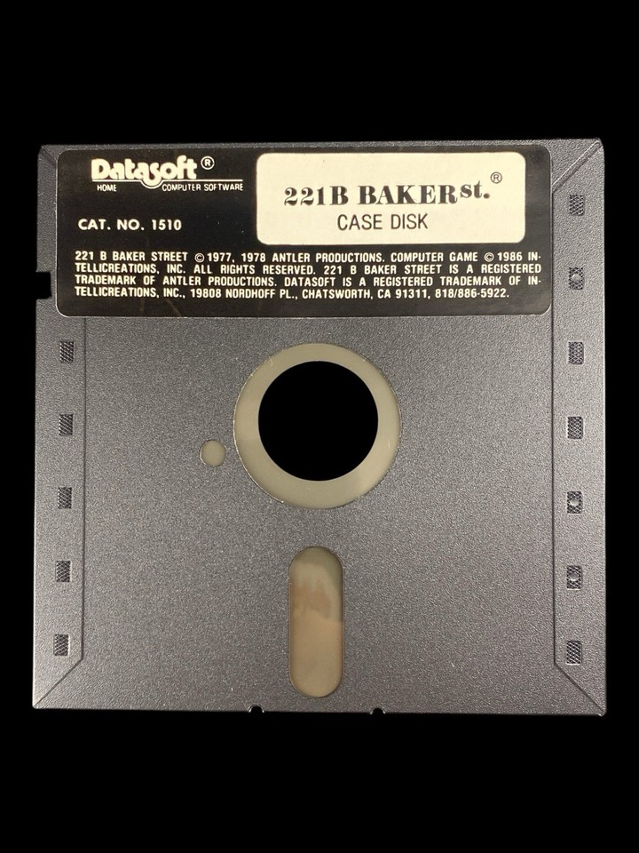 1986 221 B Baker St. Mystery Adventure Datasoft Atari 64K Disk | eBay