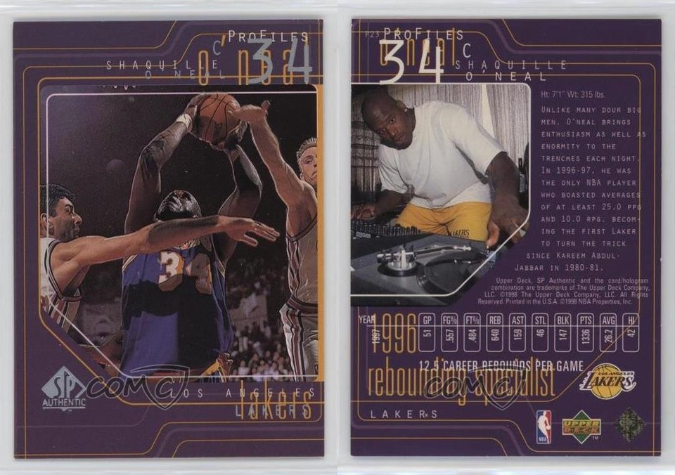 1997-98 SP Authentic Profiles Shaquille O'Neal #P23 HOF 0l19 | eBay