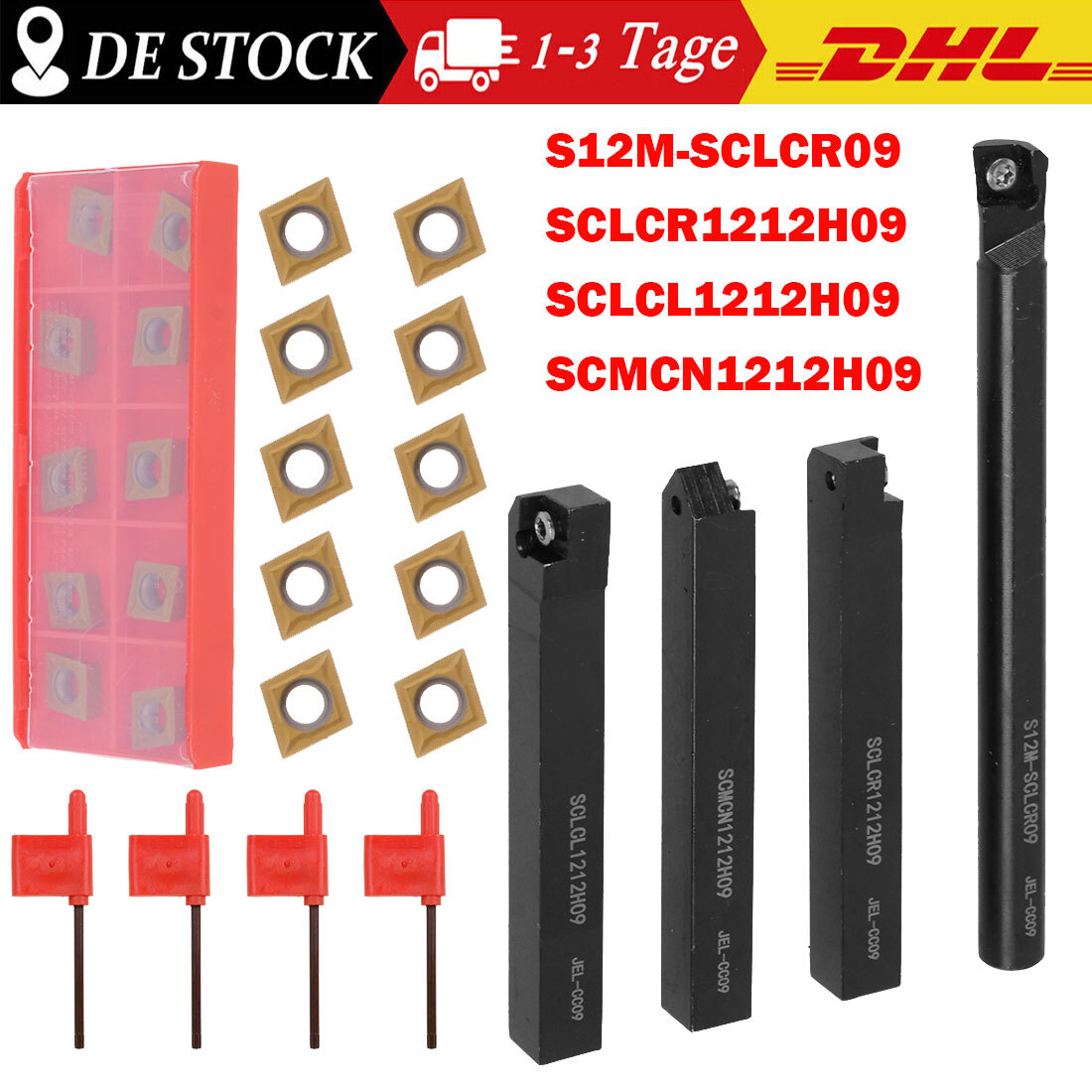 4PCS Hartmetall Drehmeißel Klemmhalter Drehstahl 12x12mm Mit ...