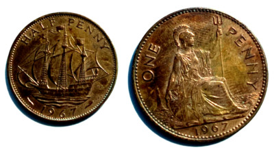 British Penny and Halpenny Combo - 1967 - Queen Elizabeth II Both VF | eBay