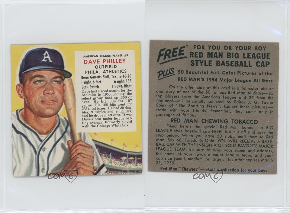 1954 Red Man Tobacco All-Star Team Cut Tab Dave Philley #9 0c6 | eBay