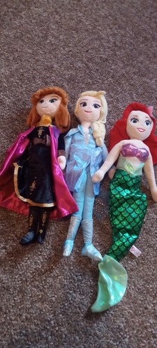 Disney Princess Plush TY Doll lot Frozen The Little Mermaid Elsa Ana ...