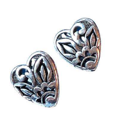 Brighton Womans Earrings Sterling Silver Over Brass Heart Stud Pierced ...