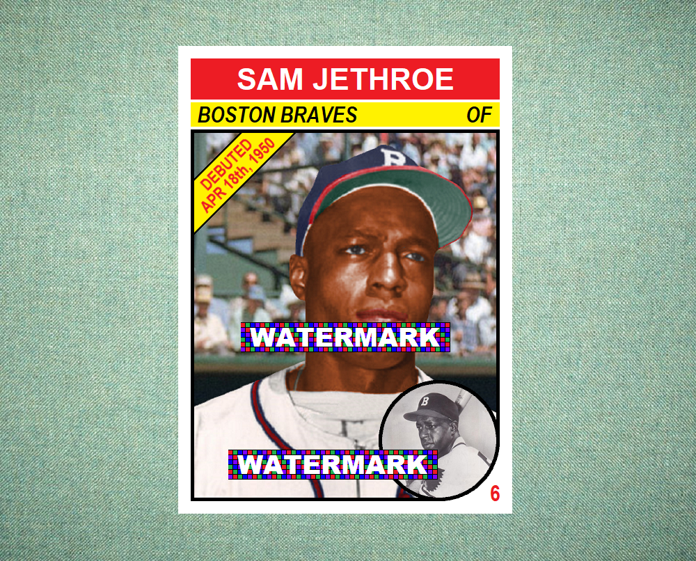 #6 Sam Jethroe Boston Braves Custom Baseball Art Card 1st Black Player ...
