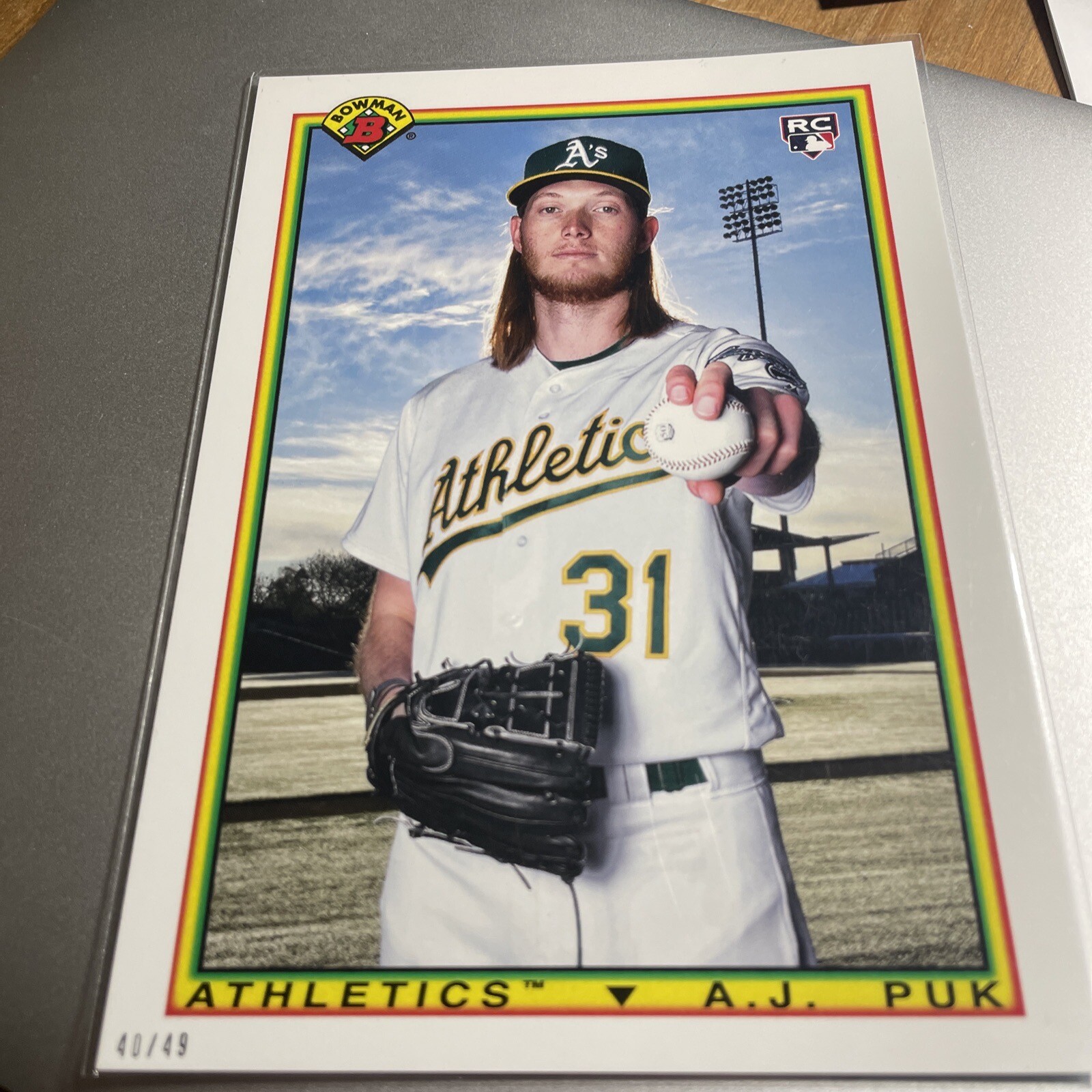 2020 Bowman "1990 RETRO" A.J. Puk 5x7 Jumbo RC #90B-AP! Serial #'d 40/ ...