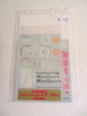 Sticker Bbr Decals Dec 42 IN B Ferrari F2001 1/18 Winner Australian G P ...