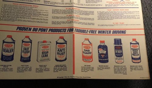 1955-67 DuPont Zerex Anti-Freeze Chart for Cars,Buses,Trucks & Tractors ...