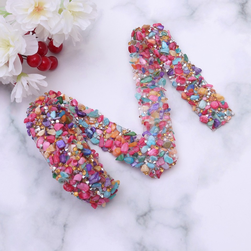 1 Meters Colorful Rhinestone Shell Trim Bling Ribbon Sewing on Trim for ...