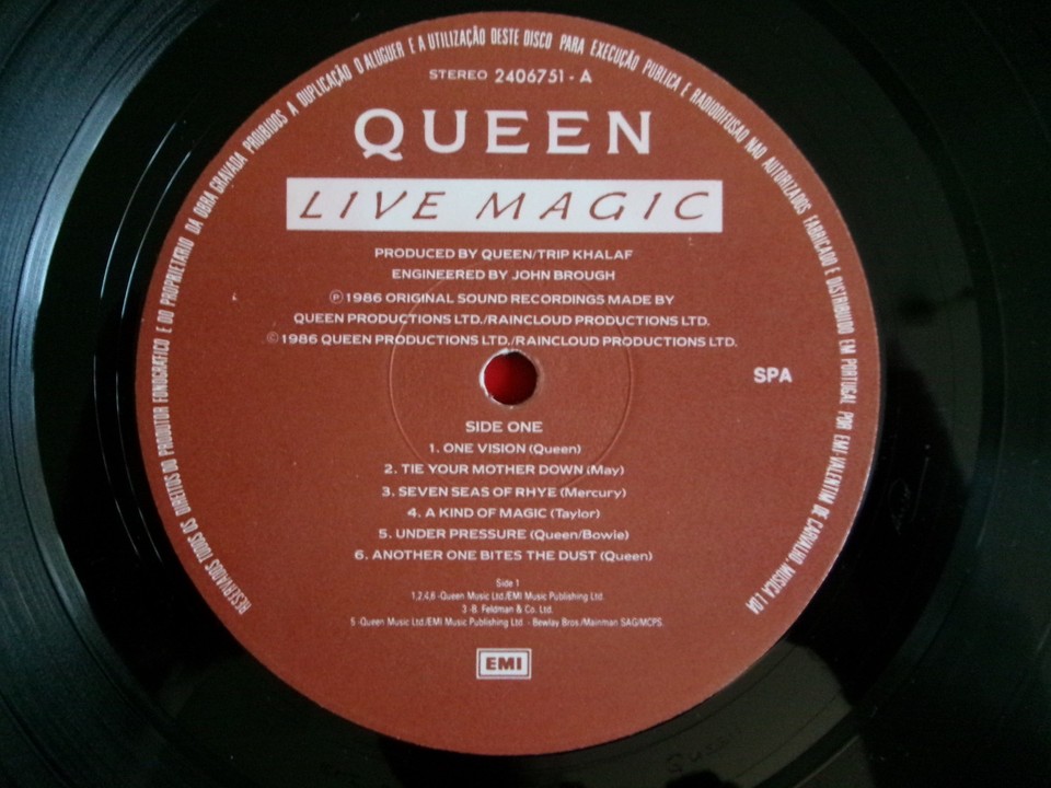 QUEEN LIVE MAGIC EMI 240675 1 FREDDIE MERCURY BRIAN MAY POP ROCK GATEFOLD INNER | eBay UK