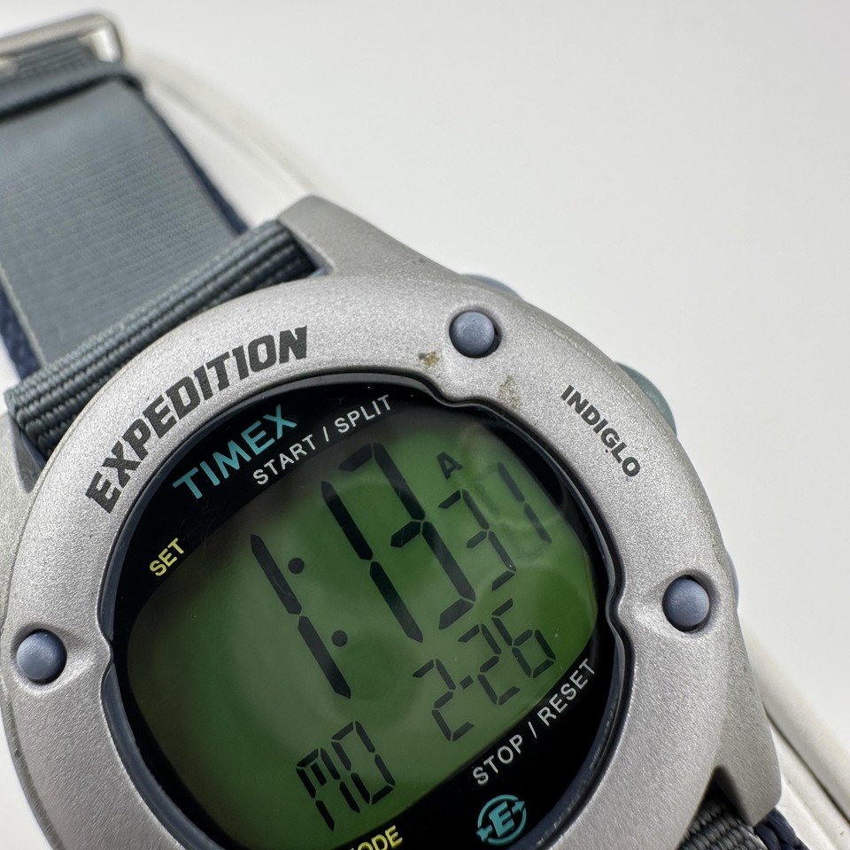 Vintage Timex Expedition Digital Watch Indiglo Gray Nylon Strap, New ...