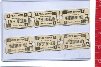 Vintage Lot prize coupon tickets Adventureland amusement park Addison ...