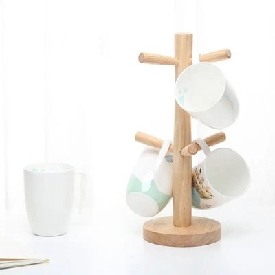 Vertical Mug Hanging Display Rack with 6 Hooks Tea Cups Drainer Kitchen ...