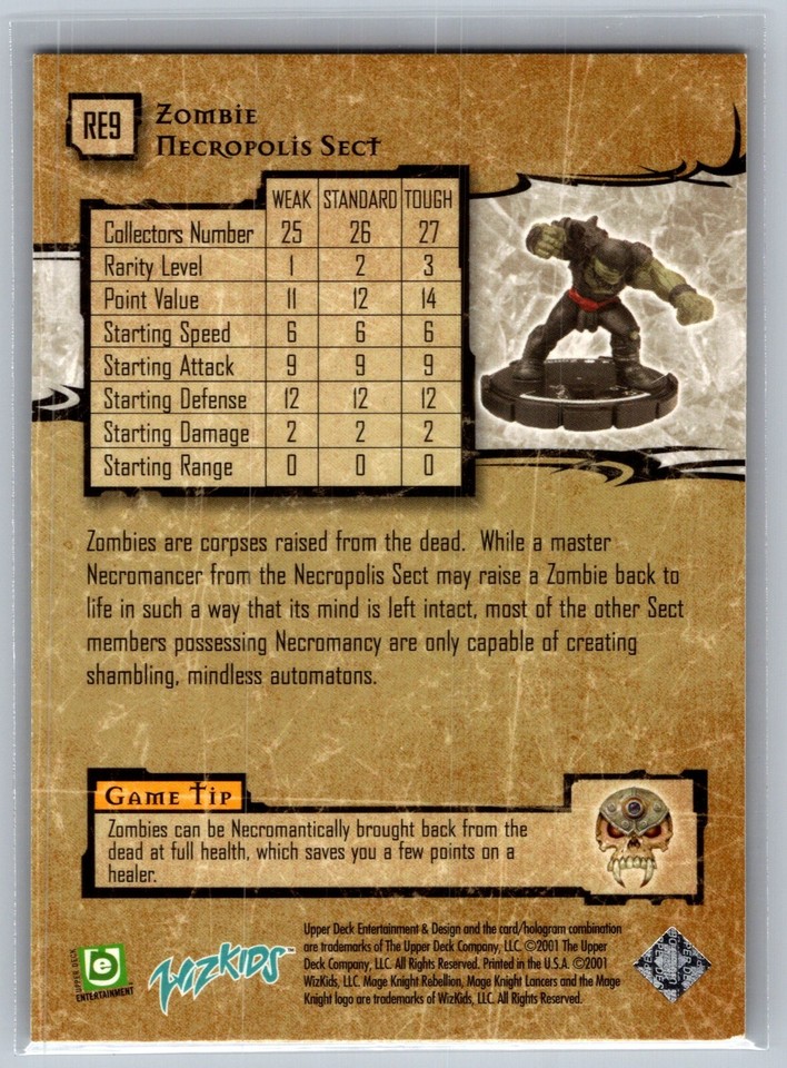 2001 Mage Knight Rebellion Zombie #RE9 Trading Card | eBay