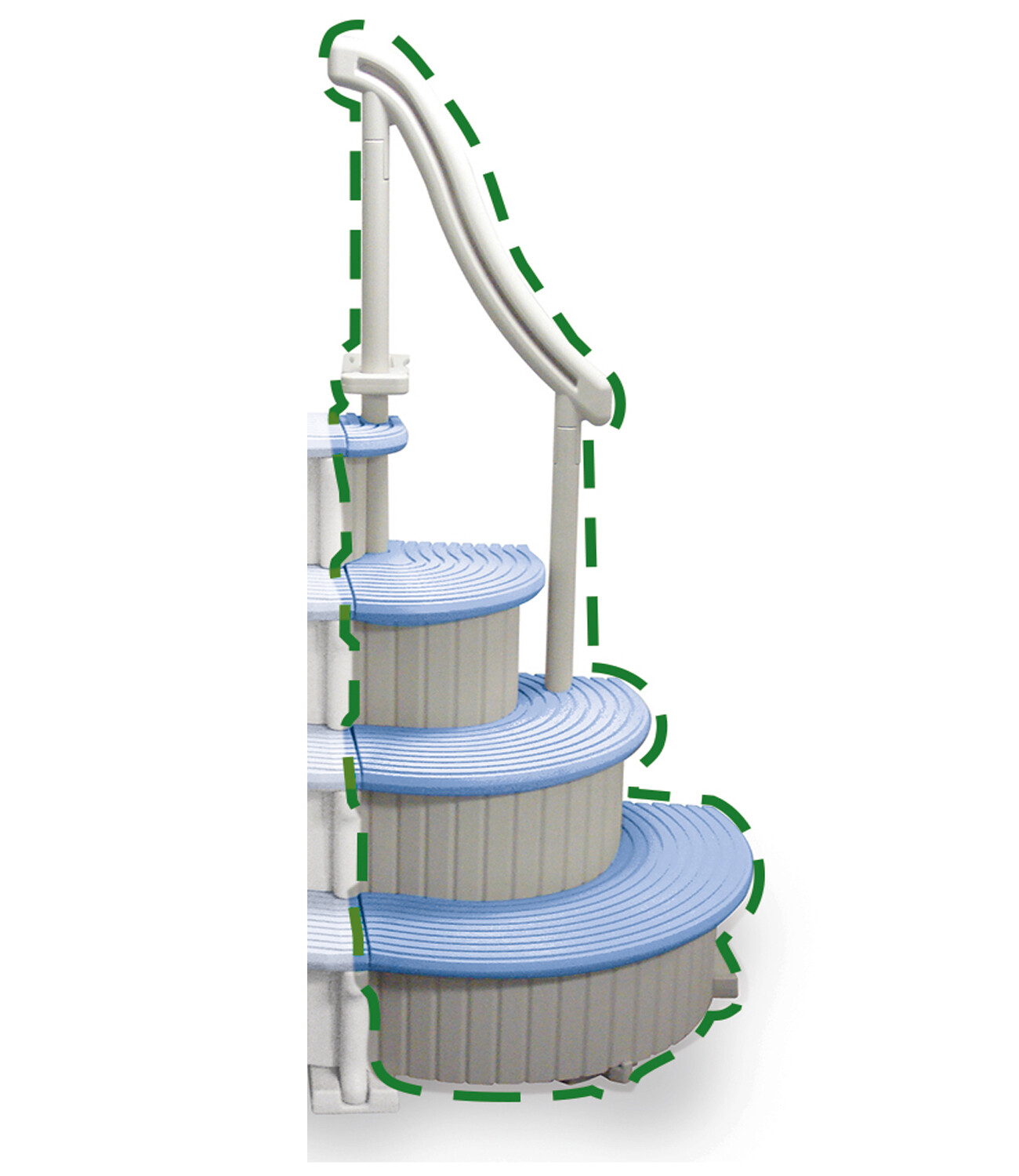 Confer Plastics Curve Above Ground Swimming Pool Steps With Blue Treads ...
