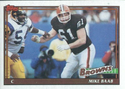 1991 TOPPS NFL Football Trading Card #596 😎 Mike Baab, Cleveland Browns ...
