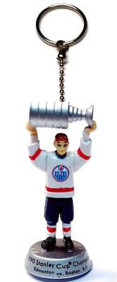 1990 EDMONTON OILERS KEYCHAIN NHL 1.5" TALL MINI FIGURE STANLEY CUP ...