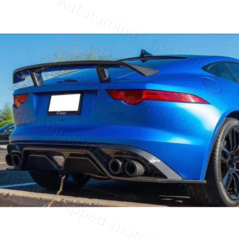REAL Carbon Fiber Rear Bumper Lip Diffuser Spoiler W/LED For Jaguar F ...