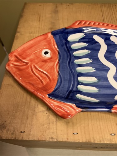 Ciao Italya By Bellini Handpainted Fish Shape Serving Platter Dish Made ...