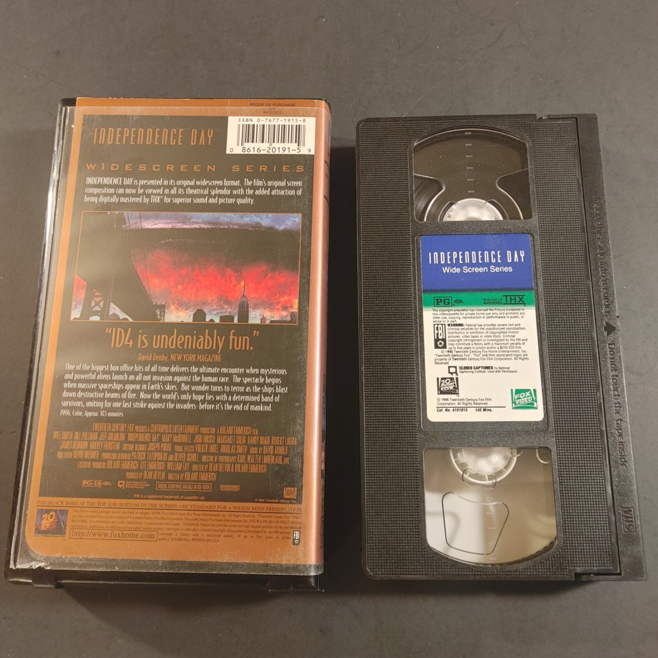 Independence Day (VHS, 1996, Widescreen Version) | eBay