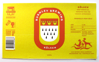 Burnley Brewing KOLSCH beer CAN label NEW ZEALAND 440ml | eBay