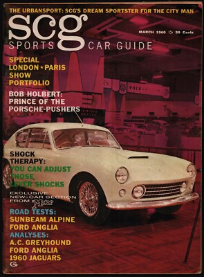 MARCH 1960 SCG SPORTS CAR GUIDE MAGAZINE, AC GREYHOUND, SUNBEAM ALPINE ...