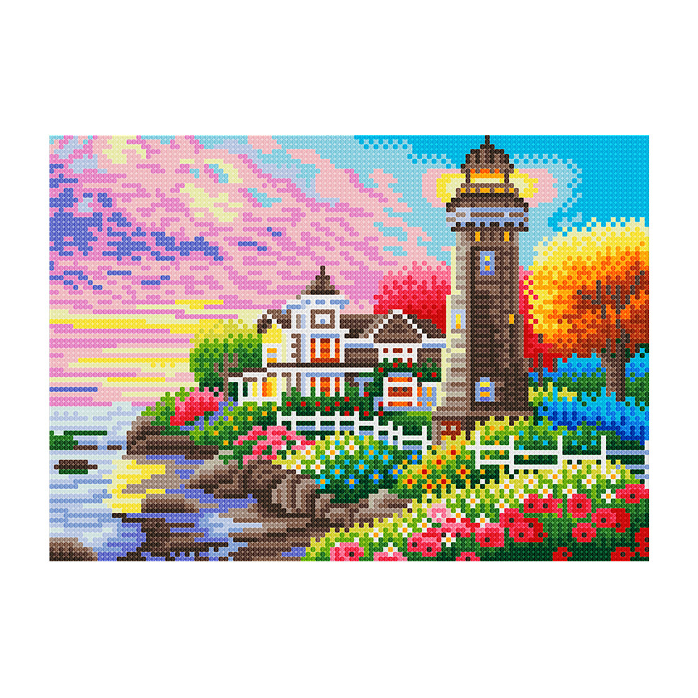 Seaside Building 5D DIY Luminous Full Drill Round Diamond Gift Painting ...