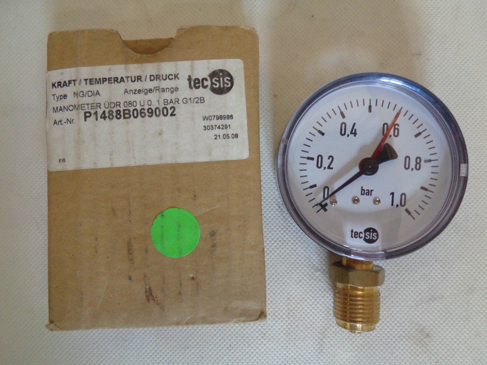 NEW TECSIS NG/DIA MANOMETER P1488B069002 0-1 BAR | eBay