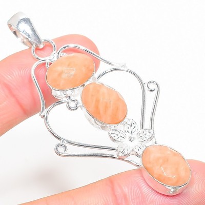 Pink Amazonite Gemstone Handmade 925 Sterling Silver Jewelry Pendant ...