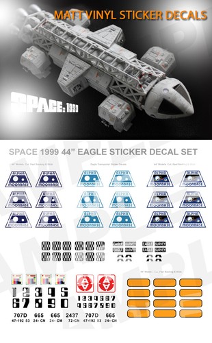 SPACE 1999 EAGLE TRANSPORTER - ESSENTIAL STICKER DECAL SET - 44" INCH ...