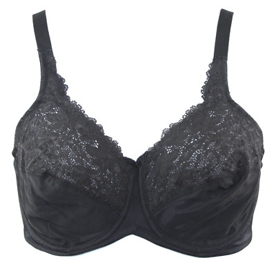 Lilyette 428 40D Black Lace Tailored Unlined Minimizer UW Bra EUC | eBay