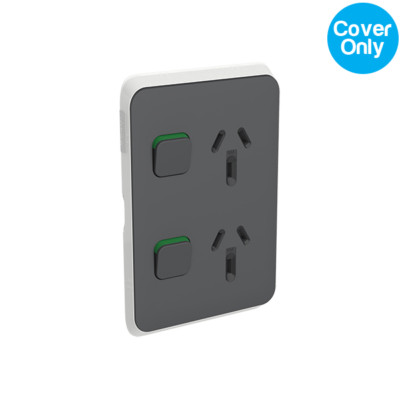 Clipsal Iconic Vertical Double Powerpoint 10A Skin Anthracite | 3025VC ...
